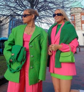 How to combine green and pink in fashionable looks