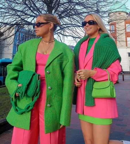 How to combine green and pink in fashionable looks