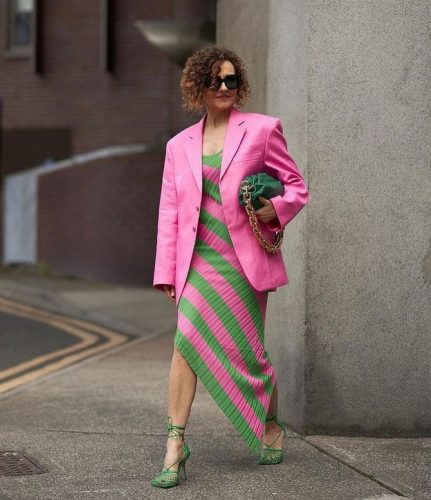 How to combine green and pink in fashionable looks