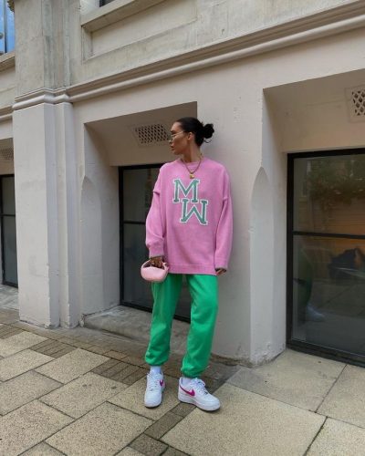 How to combine green and pink in fashionable looks