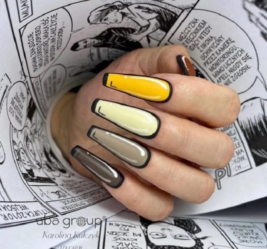 Comic-style manicure 2023: ideas with photos of popular nail design